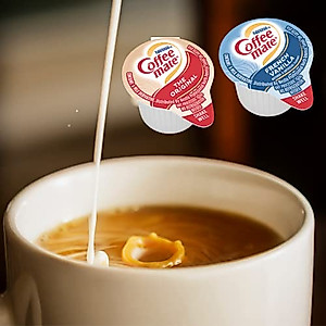 96 Count Single Serve Coffee Cream Creamer, 4 Flavor Varieties, Coffee Mate and International Delight Creamers Mixed Set, French Vanilla, Original, Hazelnut, and caramel macchiato (24 Piece/Flavor)