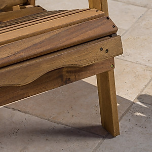 GDFStudio Outdoor Reclining Wood Adirondack Chair with Footrest (2, Natural Stained)