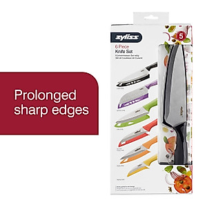 Zyliss 6 Piece Knife Value Set - Gifts for Cooks - Culinary Chef Gift - Kitchen Knife Set with Sheath Covers - Chef's, Santoku, Utility, Serrated Paring, Paring & Peeling Knives - Stainless Steel