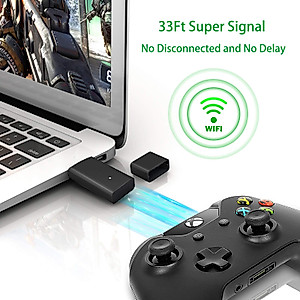 TOMSHEIR Wireless Adapter for Xbox Works for Windows 10 Compatible with Xbox One Controller, Xbox One X, Xbox One S and Elite Series Controller