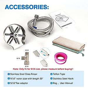 Stainless Steel Glass Rinser for Kitchen Sink, Super Pressure Bottle Washer, HL2121C Cup Washer for Sink, Cup Cleaner with 2 Drying Towel, Kitchen Sink Accessories(Installation Guide Included)