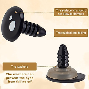 PH PandaHall 200pcs Kawaii Safety Eyes, 5 Sizes Craft Eyes Black Stuffed Animal Eyes Kawaii Eyes with Washers Oval Resin Felt Eyes for Amigurumi Puppet Teddy Bear Crochet Plush Animal Making