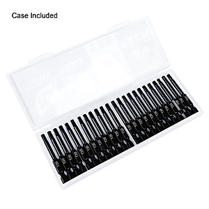 T25 Torx Bits (24 Pack - 2 Inch Impact Grade) 6 Point Torx Star Bit with Hex Shank - Hardened CRM Steel Alloy - Case Included