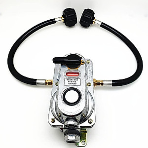 RV Propane Regulator 2 Stage Auto Changeover Propane Regulator with hose, Dual Propane Tank Regulator for RV Trailers Camper