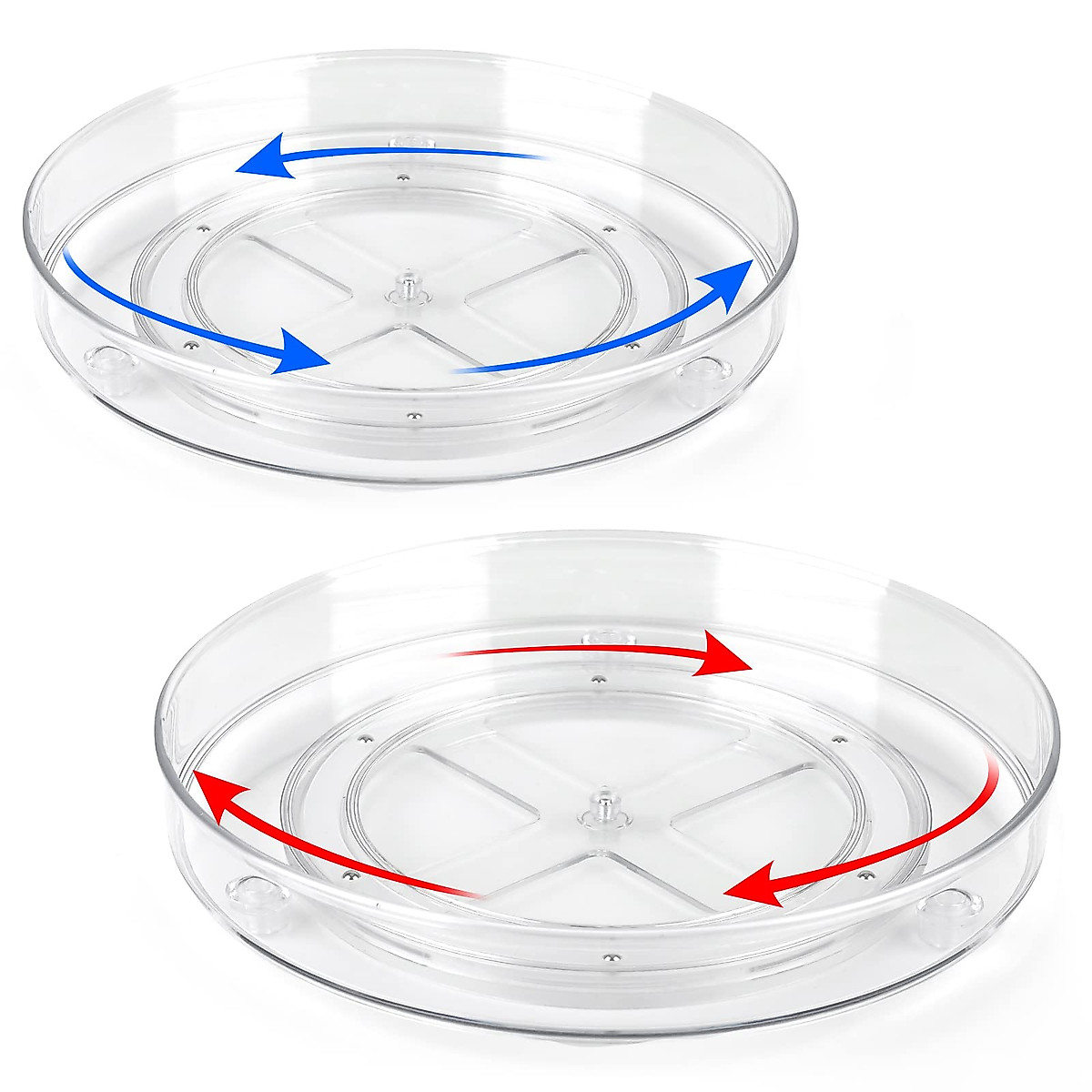 Goramio Lazy Susan Turntable for Cabinet 2 Pack (9+10 Inch) - Clear Acrylic Lazy Susan Organizers - 360° Turntable Organizers for Pantry Kitchen Bathroom Cabinet Refrigerator Fridge Under Sink