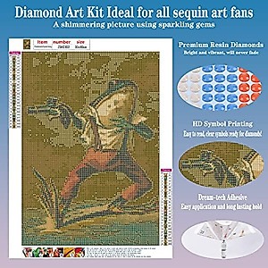 FORLAND Frog Diamond Painting Kits for Adults Beginners - 5D DIY Funny Full Drill Diamond Kits Painting Crafts for Home Wall Decor, Diamond Art Kits,12x16inch