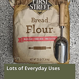 Giant 13.5” Stainless Steel Scoop with Long, Beautiful Wooden Handle. Perfect for Fertilizer and Compost in the Garden or use with Ice, Dry Goods, Pet Food or Feed. – By Truly Garden