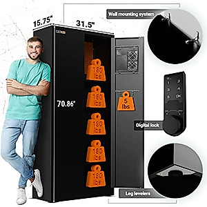 METALTIGER Metal Storage Cabinet - Digital Lock Multifunctional Garage Storage Cabinet with Doors, Adjustable Shelf Height and Leg Levelers, Includes Pegboard and Accessories (Black)