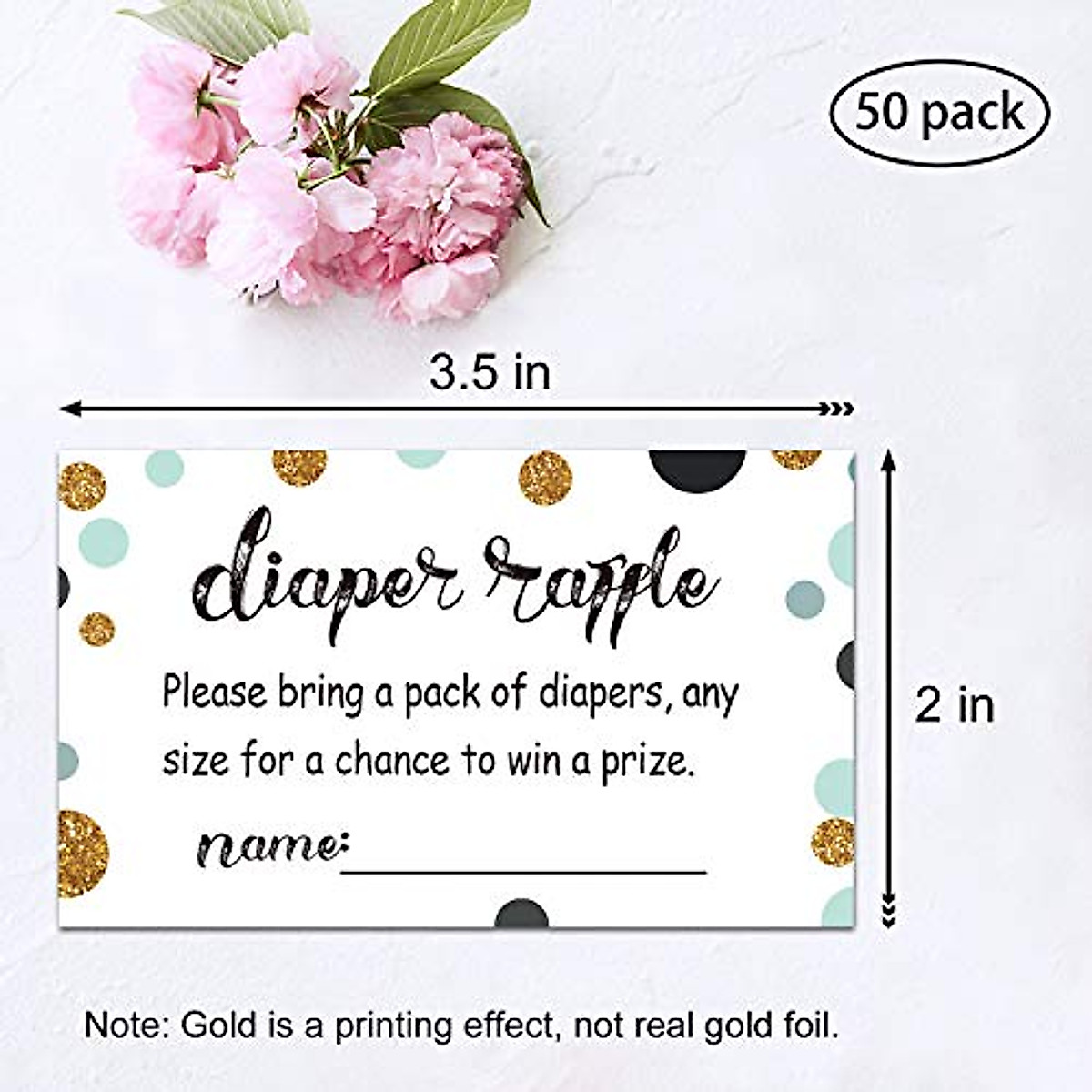 50 Fashion Diaper Raffle Tickets for Baby Shower Invitation Inserts, Baby Shower Game Cards.
