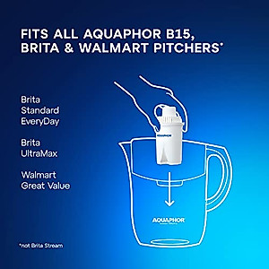 AQUAPHOR Compact 5-Cup Water Filter Pitcher - Black with 1 x B15 Filter - Fits in The Fridge Door - Reduces Limescale and Chlorine - Ideal for Five Cups