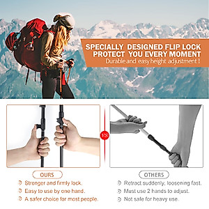 G2 Trekking Hiking Poles Telescopic/Aluminum Alloy/Comfort Handle/Auto-adjustable Strap/Quick Flip Lock/Snow Baskets Attached (Pack of 2 Poles) (Orange & Black)