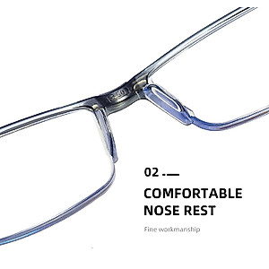 B and Q 6 Pack Mens Rectangular Half Frame Blue Light Blocking Reading Glasses Black Spring Hinge Readers (BQ8008 BK x 6, 1.50) 1.5