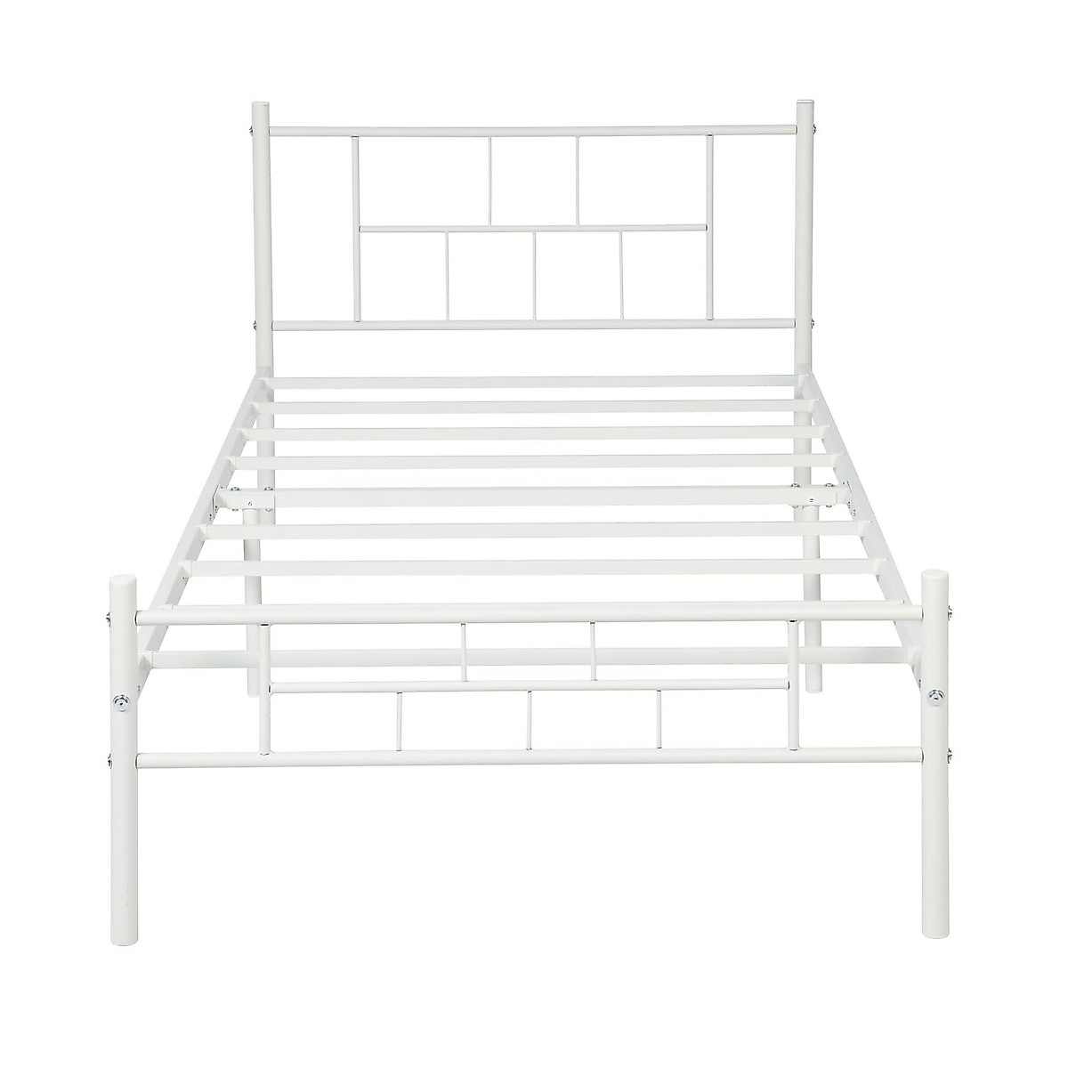 Liink1Ga White Twin Bed Frames with Headboard, Twin Bed Frame No Box Spring Needed, No Squeaky, Easy to Assemble Twin Size Bed Frames, Country Rustic Style