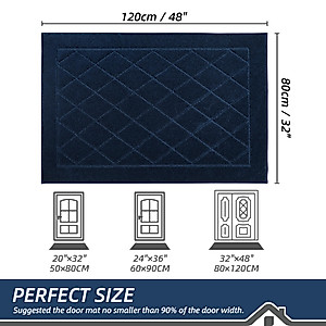 BEQHAUSE Dirt Trapper Door Mat 32" x 48", Non-Slip Machine Washable Entryway Rug, Dog Door Mat Indoor, Stain Resistant and Absorbent Welcome Mat for Front Back Door, Muddy Wet Shoes & Paws, Navy Blue