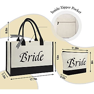 OllarKt Canvas Tote Bag for Women, Engagement Wedding Bride Gifts for Bride, Beach Bags