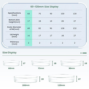 Huanyu 60mm Glass Petri Dish with Lids High Borosilicate Glass Petri Dishes Bacterial Culture Dishes for Lab Science Experiment (5pcs: 60mm)