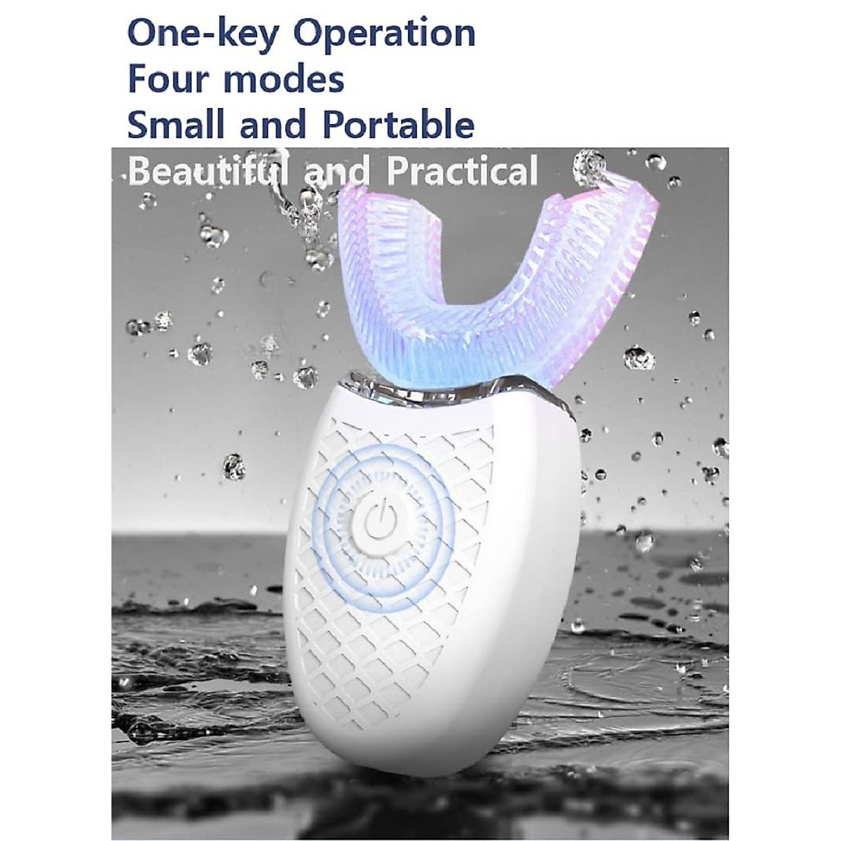 CeqCin Adult Sonic Electric Toothbrush Set U-Shaped Toothbrush 4 Modes Built-in Smart Timer Teeth Whitening Hands Free Toothbrush(Pink)