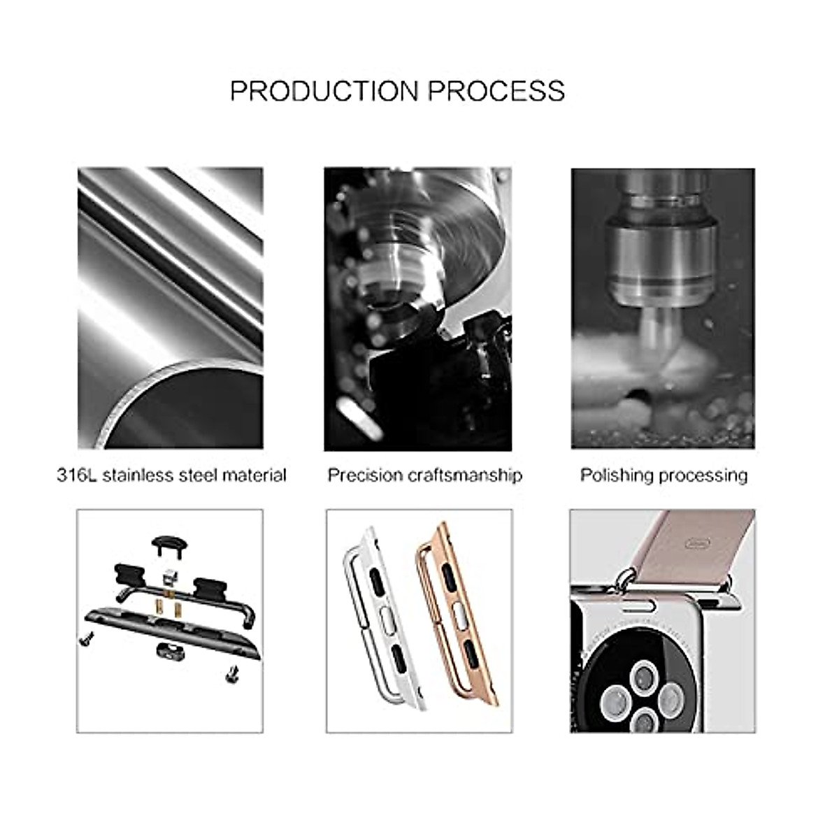 OMECKY Connectors Compatible with Apple Watch Band Adapter, Three Colors (3 Pack)