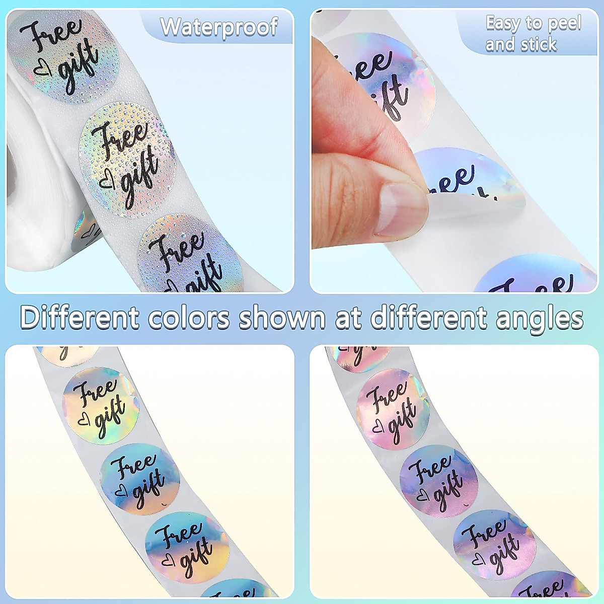 1000 Pieces Customer Appreciation Sticker Holographic Business Shopping Labels Round Adhesive Present Stickers Colorful Thanks Seal Label for Mailing Packing Envelope Postcard, 1.5 Inch