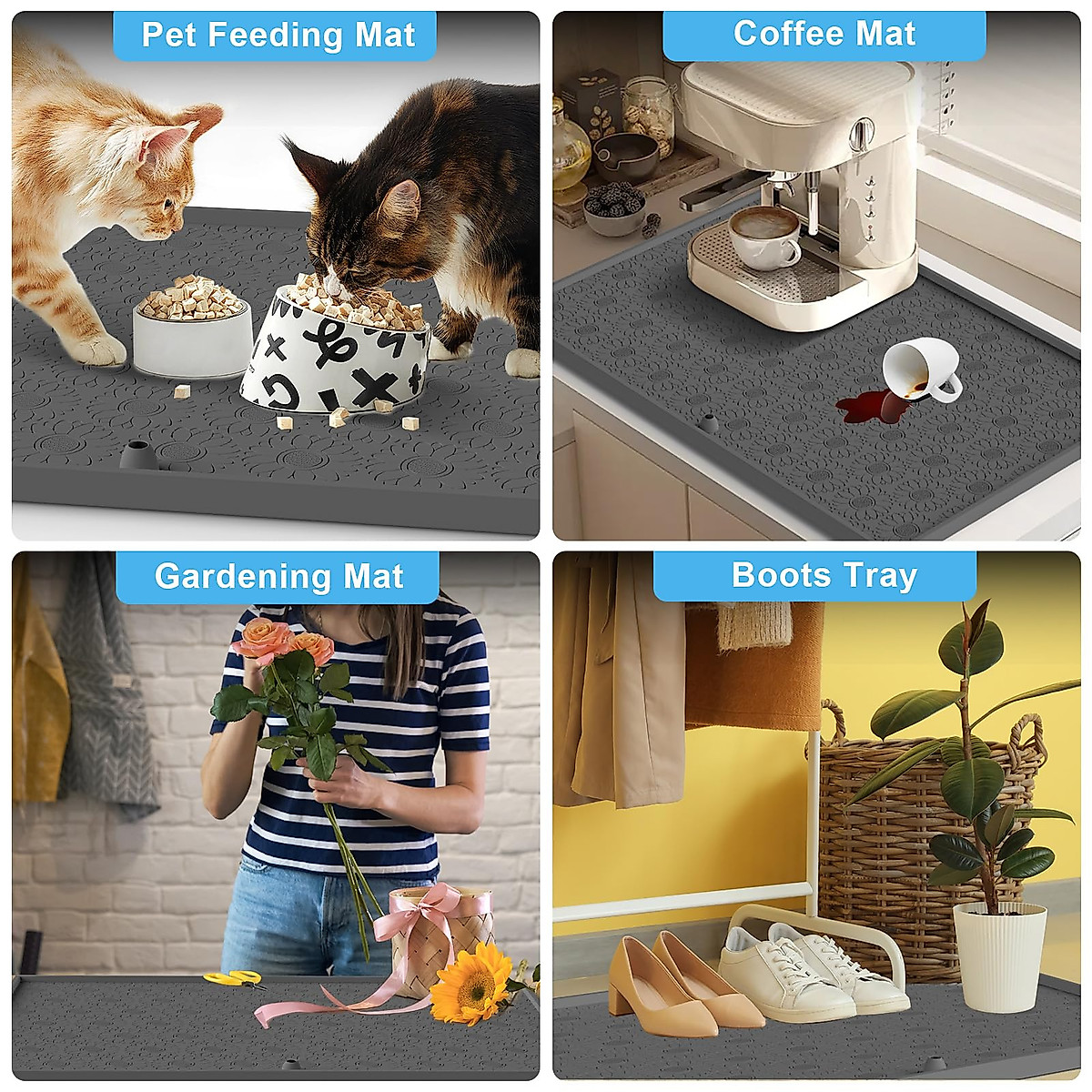 Beiyunee Under Sink Mat Kitchen Waterproof - 34" x 22" for Kitchen and Bathroom Cabinets Under Shelf Liner Organizer Non-Slip Surface Drip Tray Undersink Protector,Dark Gray