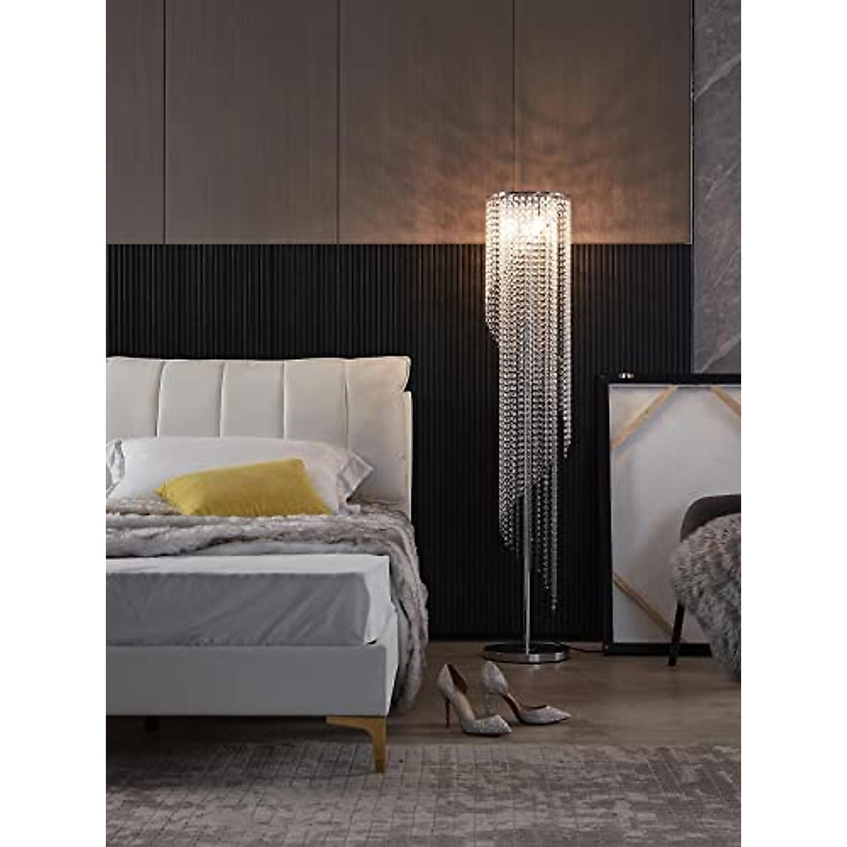 Surpars House Silver Crystal Floor Lamp S Shape Chrome Finish