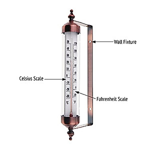 Outside Thermometer with Bronze Effect Design - Stylish Outdoor Thermometer Suitable for Outside Wall Greenhouse Garage