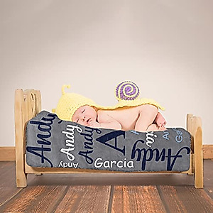 Yoke Style Personalized Baby Blankets for Baby Boys/Girls, Custom Name Initial Swaddle Blanket, Personalized Baby Boy Gifts for Newborn, Toddler, Kids on Baby Shower, Birthday