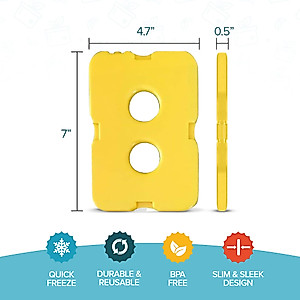 Healthy Packers Ice Pack for Lunch Box - Freezer Packs - Original Cool Pack | Slim & Long-Lasting Reusable Ice Packs for Lunch Bags and Cooler Bag (Set of 4)