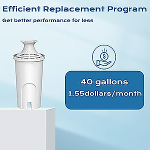 Replacement for Brita® Standard Water Filter，Pitcher Water Filter Compatible with Classic OB03, Mavea 107007, and More, NSF Certified Pitcher Water Filter, 1 Year Filter Supply, 4 Packs