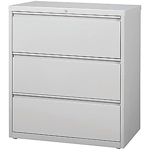 Hirsh 36-in Wide HL8000 Series Metal 3 Drawer Lateral File Cabinet Light Gray