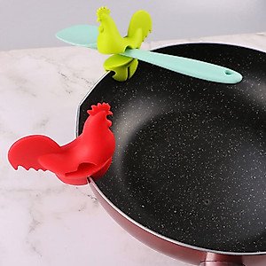Tofficu 2pcs Anti-spill Pan Tongs Lid Holder for Pots Pot Side Spatula Support Rooster Spoon Holder Pot Fixed Clamp Kitchen Utensils Holder Crab Boil Pot Spoon Rest Multipurpose