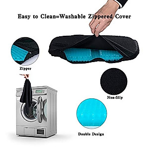 LUCKYLIFE Gel Seat Cushion 2020 Latest Large Size Double Seat Cushion for Office Chair Car Wheelchair, Pressure Relief Back Tailbone Pain