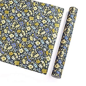 Yifely Self-Adhesive Shelf Liner Removable Drawer Paper Refurbish Old Furnitures Makeup Dresser Nightstands, Retro Floral, 17.7 Inch by 9.8 Feet