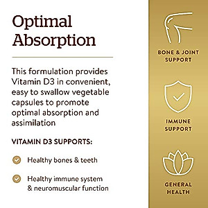 Solgar Vitamin D3 (Cholecalciferol) 55 mcg (2200 IU) Vegetable Capsules - 100 Count