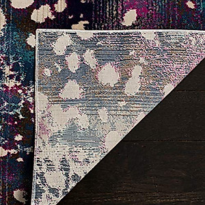 SAFAVIEH Radiance Collection Area Rug - 6'7" x 9'2", Teal & Magenta, Abstract Boho Design, Non-Shedding & Easy Care, Ideal for High Traffic Areas in Living Room, Bedroom (RAD111B)