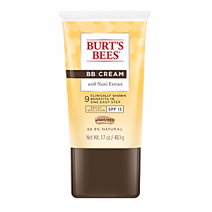 Burt's Bees BB Cream With SPF 15, Broad-Spectrum Sunscreen Tinted Lotion for All Skin Types, 98.9 Percent Natural Origin Skin Care, Light to Medium, 1.7 oz. Tube