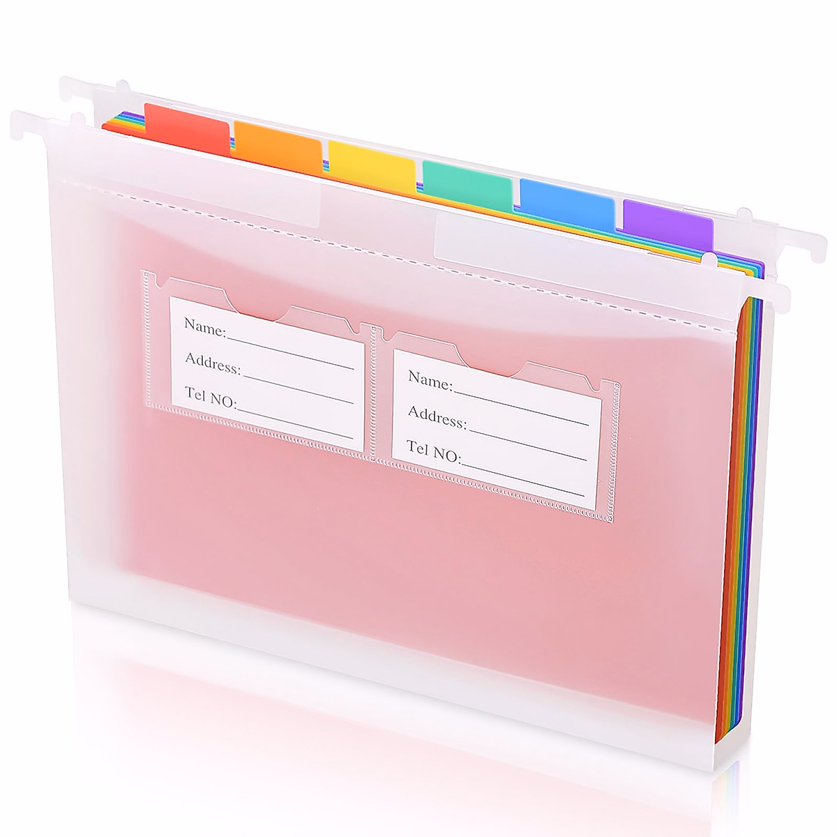 DORA BRIDAL Hanging Folders, Clear 7 Pockets Letter Size Expanding File Cabinet Folders, Hanging File Folders for Folder Frame, Filing Cabinet, File Cabinet, File Cabinet Organizer Box, 1 Pack