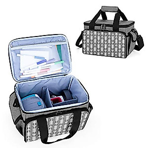 YARWO Carrying Case Compatible with Cricut Joy and Easy Press Mini, Storage Bag for Craft Pens and Other Tool Set, Gray with Arrow
