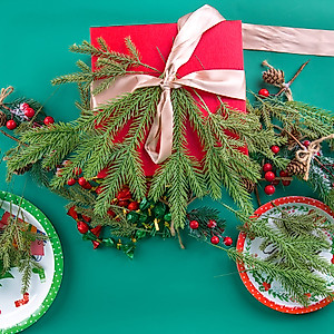 Alpurple Purple Star 60 PCS Artificial Pine Needles Branches-2 Styles Plant Pine Branches Christmas Tree Branches-Fake Greenery Pine Picks for DIY Christmas Garland Home Garden Party Wall Door Decor