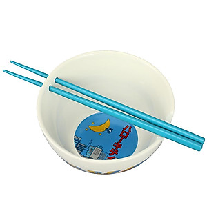 Bioworld Hello Kitty Kaiju Ceramic 20 oz Ramen Bowl with Chopsticks