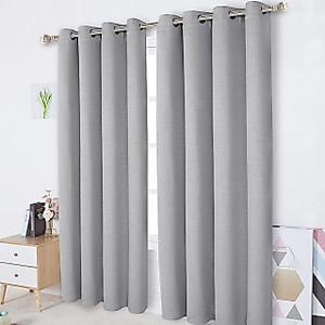 LUSHLEAF Blackout Curtains for Bedroom/Living Room/Kitchen Thermal Insulated Grommet Linen Look Room Darkening Curtain Primitive Window Draperies 2 Panels,52 x 84 inch Grey