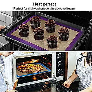 Nuokbony Silicone Baking Mat Non-Stick Reusable Food Safe Heat Resistant BPA Free Kitchen Professional Baking Mat Set 3 Quarter Sheet for Cookie,Macaron&Pastry