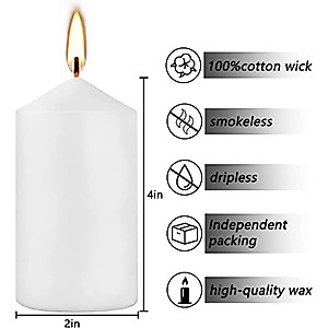 2x4 High White Pillar Candles, Set of 20, Unscented. Bulk Buy. Ideal for Wedding, Emergency Lanterns, Spa, Aromatherapy, Party