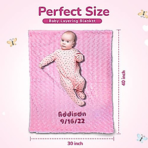 Lily and Page Personalized Baby Blanket - Pink Custom Baby Blanket for Baby Girl, Custom Name Fleece Blankets Cozy Plush Material, The Perfect Baby Gift