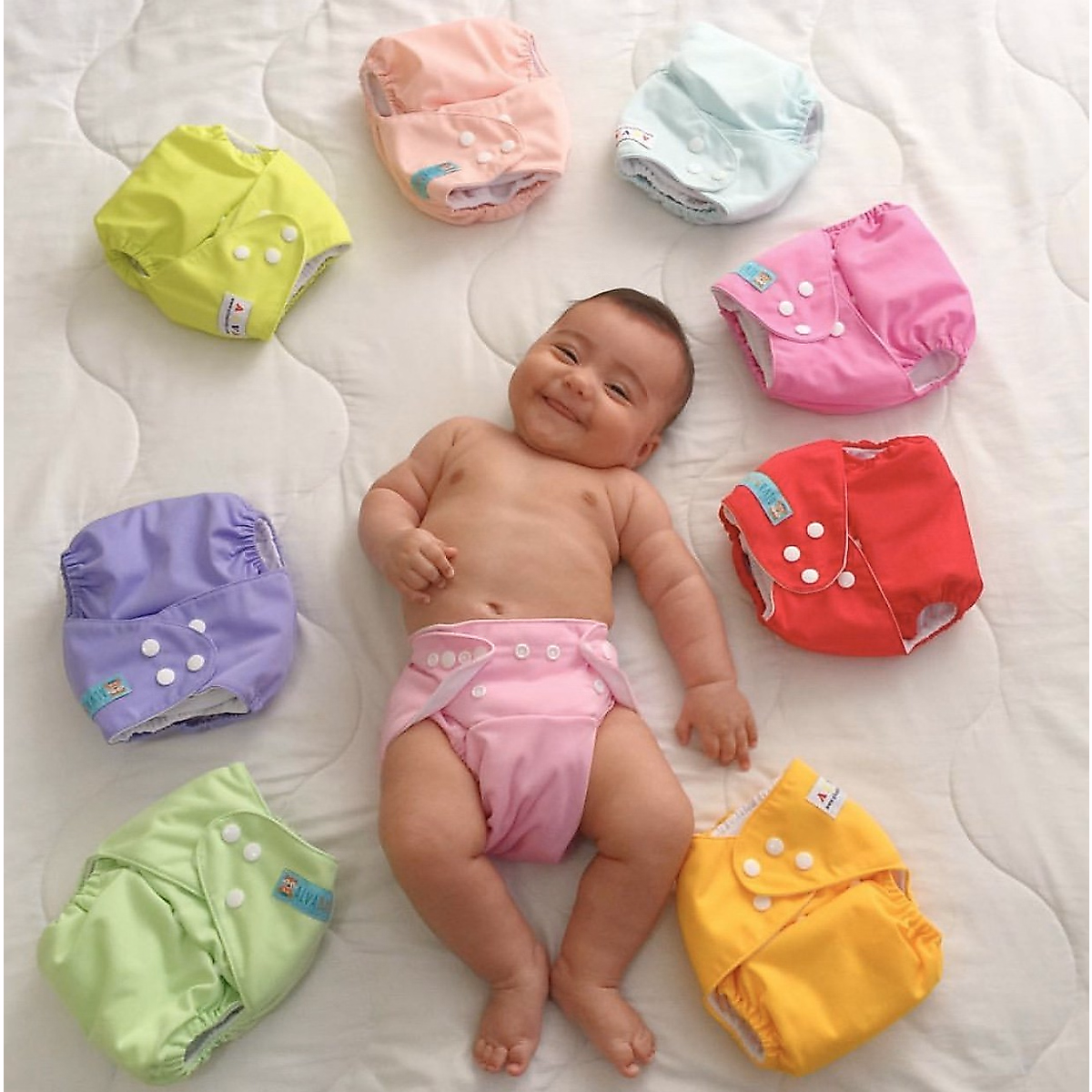 ALVABABY 6pcs with 12 Inserts Baby Cloth Diapers Pocket Newborn Diaper for Less Than 12pounds Baby Snaps Cloth Diapers Nappy