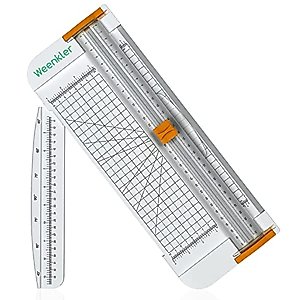 Weenkler Paper Cutter 12 Inch Titanium Paper Trimmer Scrapbooking Tool with Automatic Security Safeguard and Side Ruler for A4, Craft Paper, Label, Photo and Cardstock White