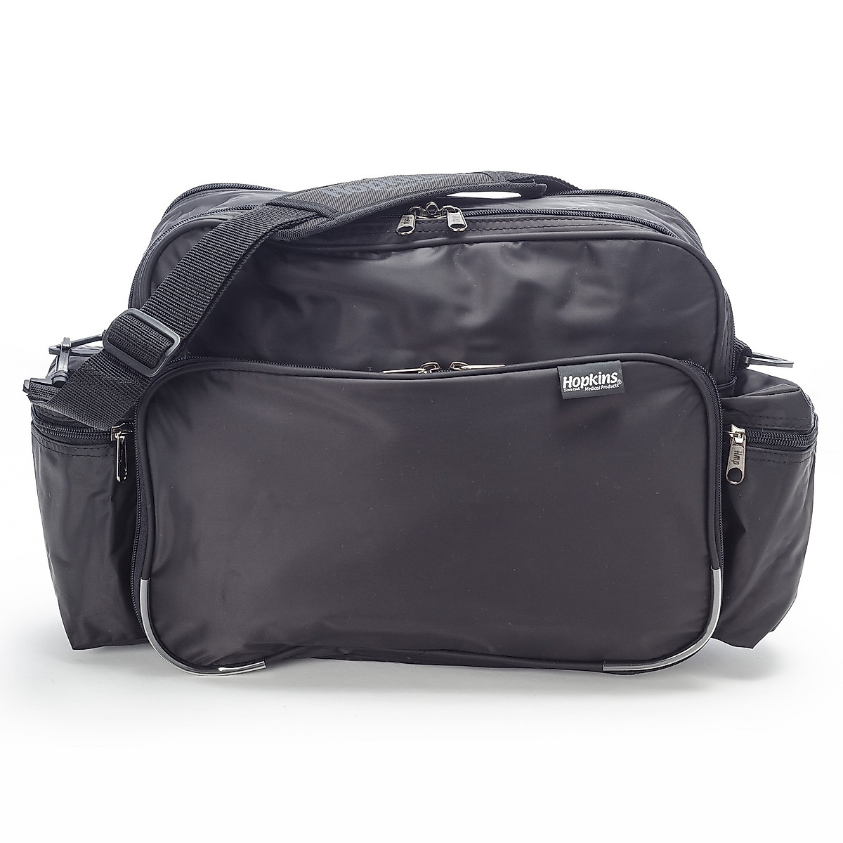 Hopkins Medical Products Original Home Health Shoulder Bag, 70D Waterproof Nylon, Fold-Down Compartment for Easy Access, Adjustable Straps, 14x11x7 inch, Black