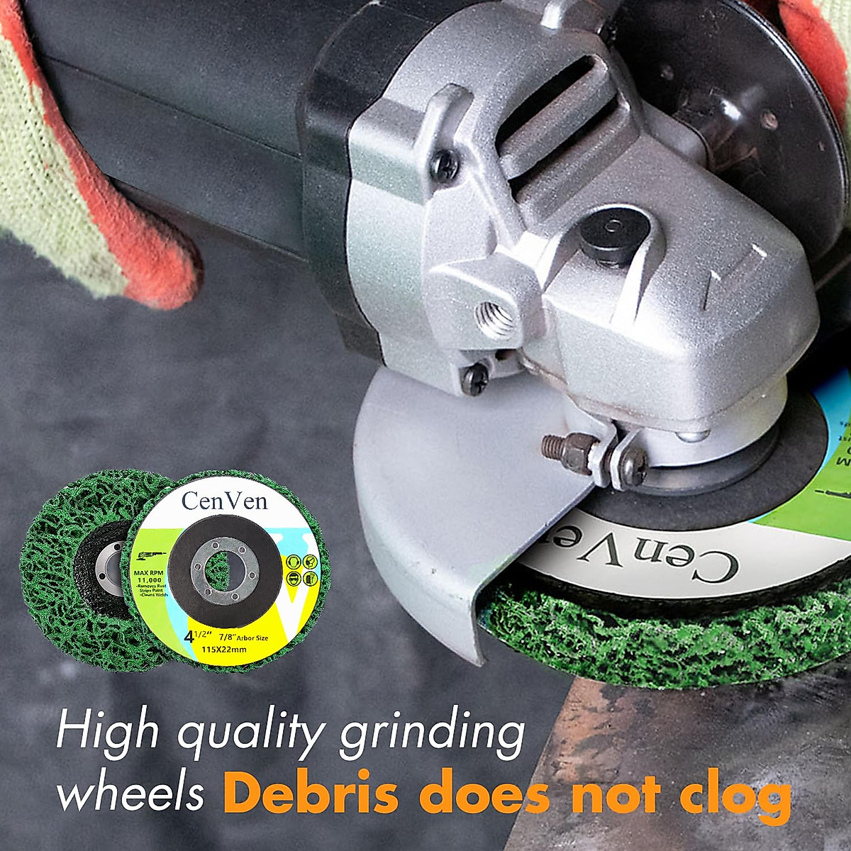 Cenven 10 Pack Strip Disc Stripping Wheel for Angle Grinder, Grinding Wheels Stripper Wheels for Removing Paint, Wood, Rust Welds, Oxides of Metal (4'' x 5/8'')