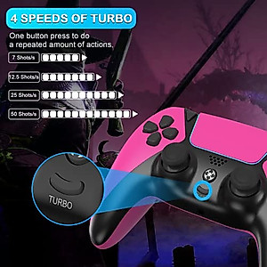 Wireless Controller Compatible with PS4 Controller,Wiv77 Ymir Pink Pa4 Controller Remote Works for Playstation 4 Controller,Gamepad/Mando/Turbo/Programming Button for PS4 Slim/Pro/Steam/PC/IOS/Android