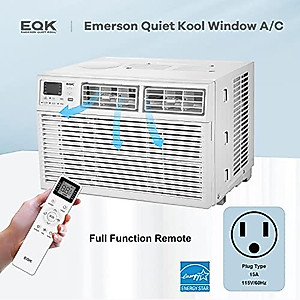 Emerson Quiet Kool 15,000 BTU 115V Window Air Conditioner with Remote Control, Cools Rooms up to 700 Sq.Ft. with 24H Timer, 3-Speeds, Quiet Operation and Auto-Restart